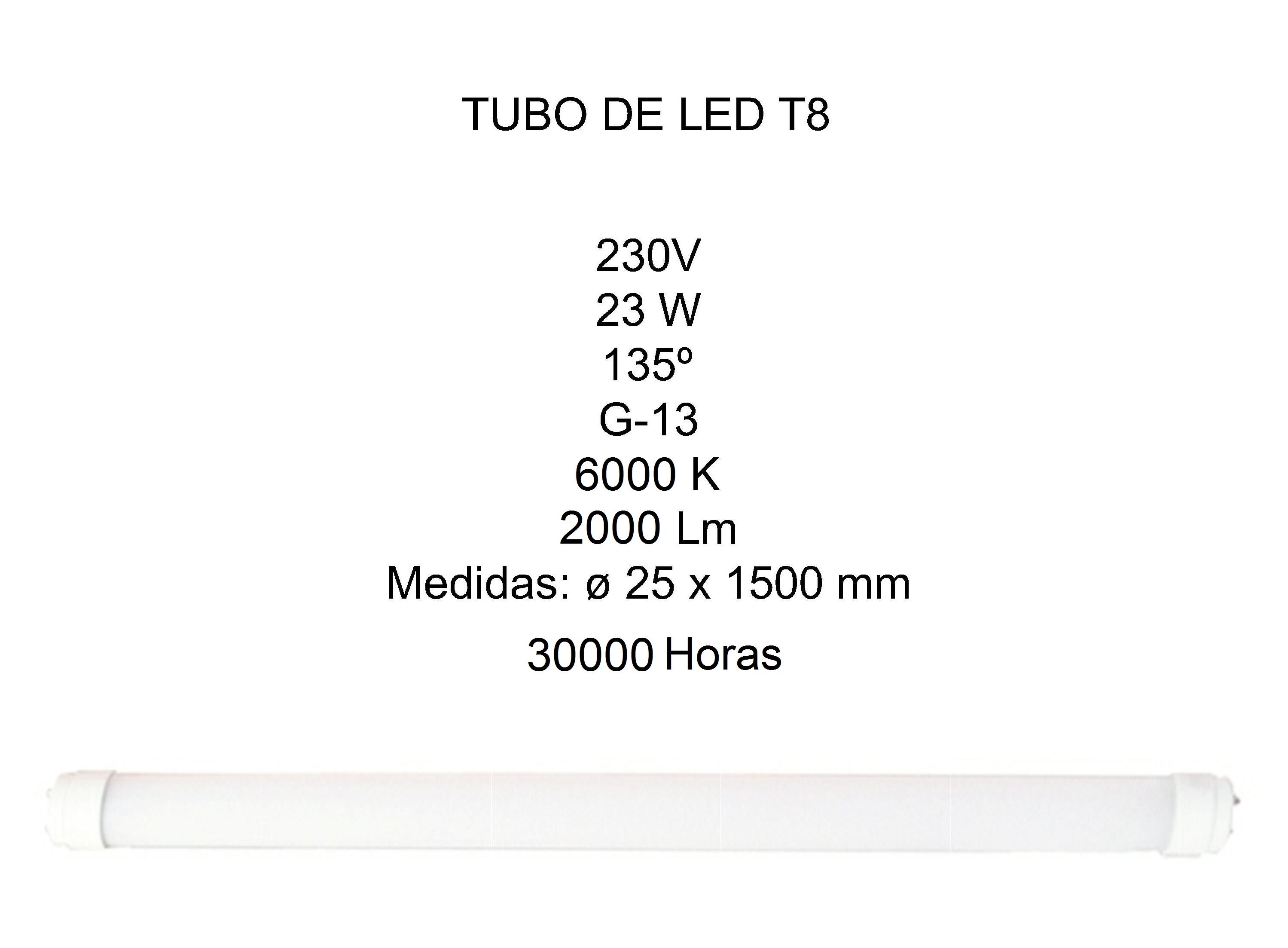 TUBO LED T8 150CM 23W=58W 6500k en Vila Activa